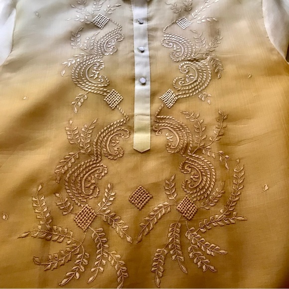 Shirts | Matt Gold Monochromatic Pina Cocoon Barong Tagalog With ...